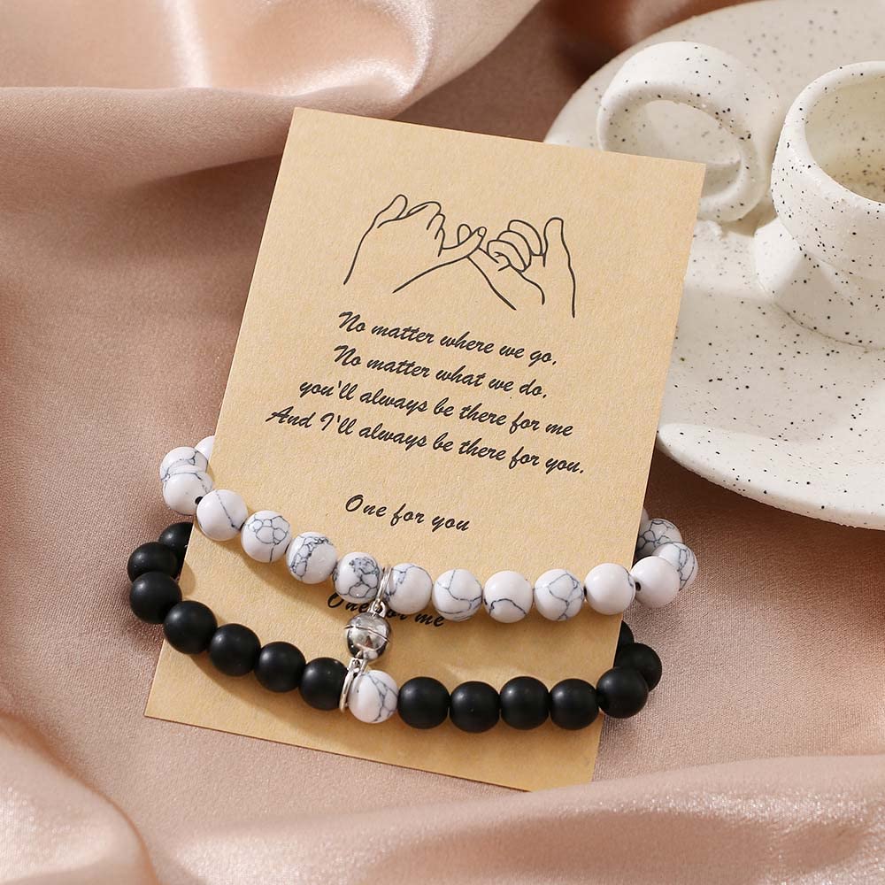 Magnetic Bracelets for Men Handmade Pop It Evil Eye String Bracelets Pack Friendship Couples Beaded Matching Crystal Charm Magnetic Slap Bracelet Kit Rose Quartz Pearl love Bangle, Crystal, crystal