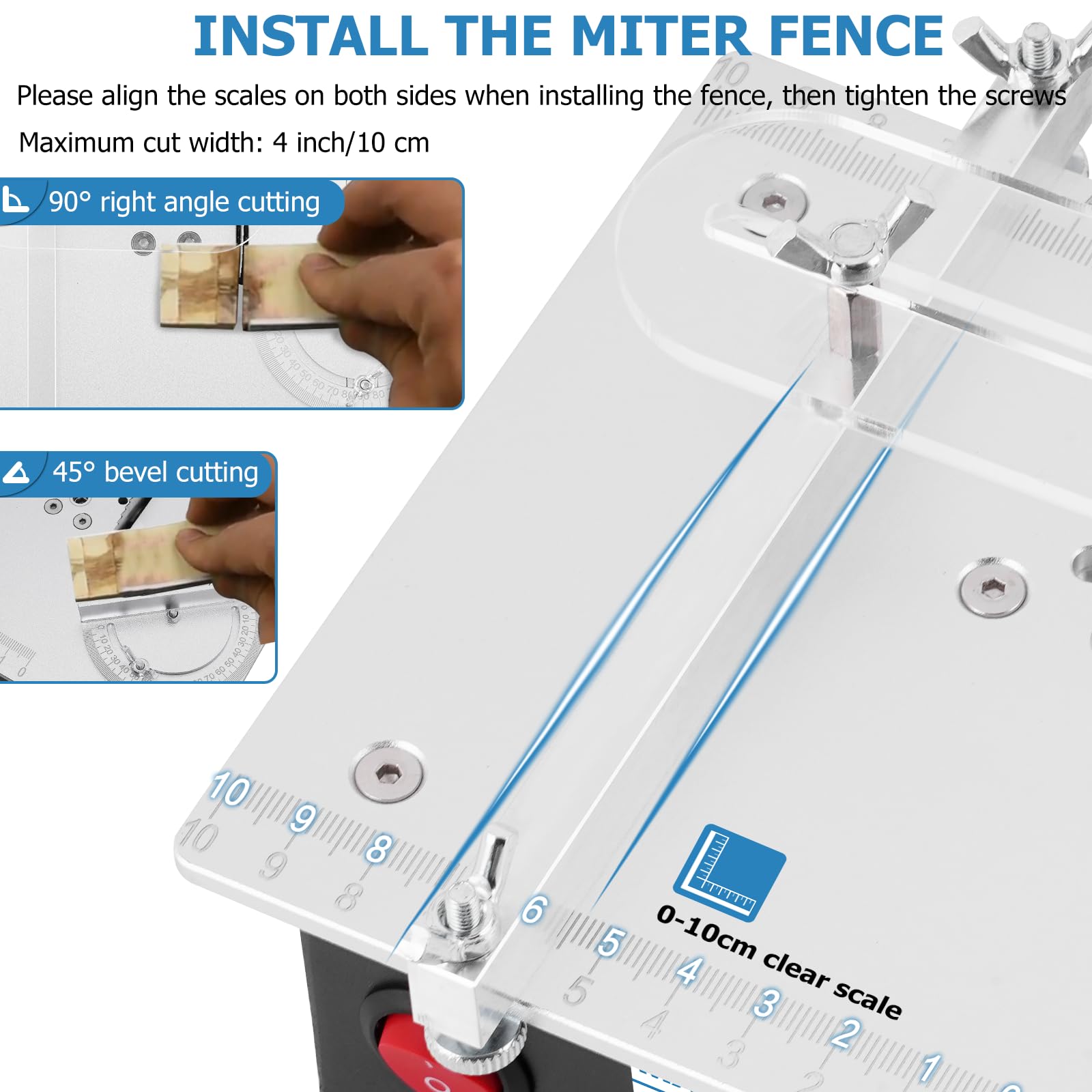 MXBAOHENG Mini Table Saw S2 Portable Precision Table Saws for Crafts, 1/2" Cut Depth, w/ 4 Blades, 96W Adjustable Speed Power Supply, for Wood Metal Plastic Cutting