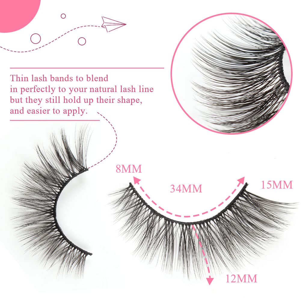 Parriparri Cat Eye Lashes Natural Look 10 Pairs 3D Wispy Faux Mink Eyelashes Light Volume Mink Lashes Reusable Fake Lashes Pack