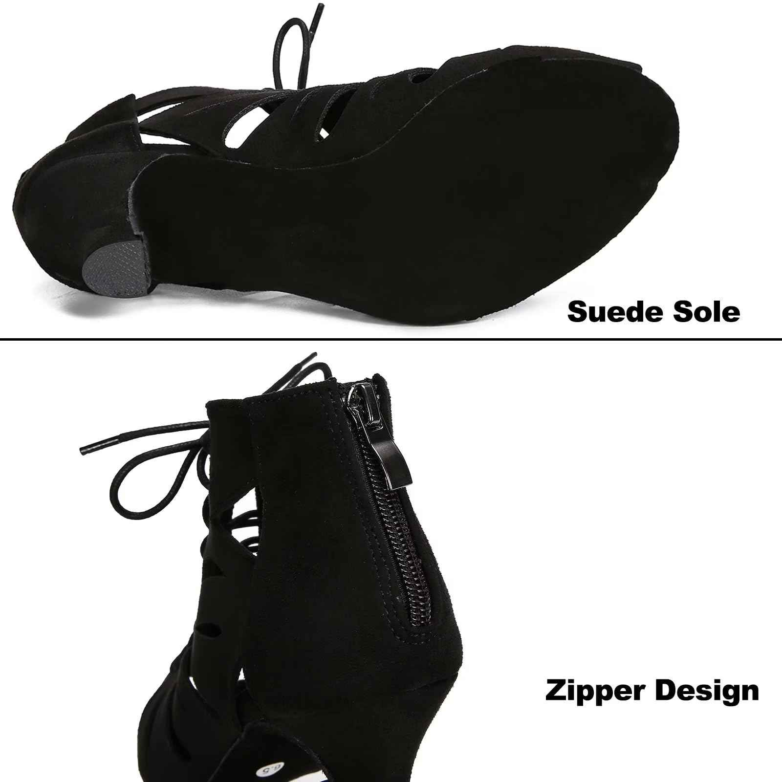 INMOVAVA Ballroom Dance Shoes Women Suede Salsa Swing Latin Batchata Practice Performance Dancing Shoes Sandals 2.5" Heel