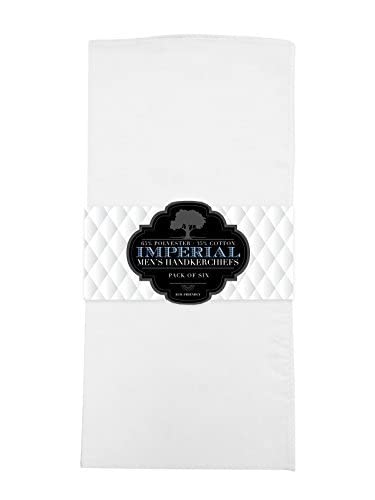 Imperial Men's Fine Handkerchiefs Permanent Press White Pack of 13 Hankies 65% Polyester 35% Cotton