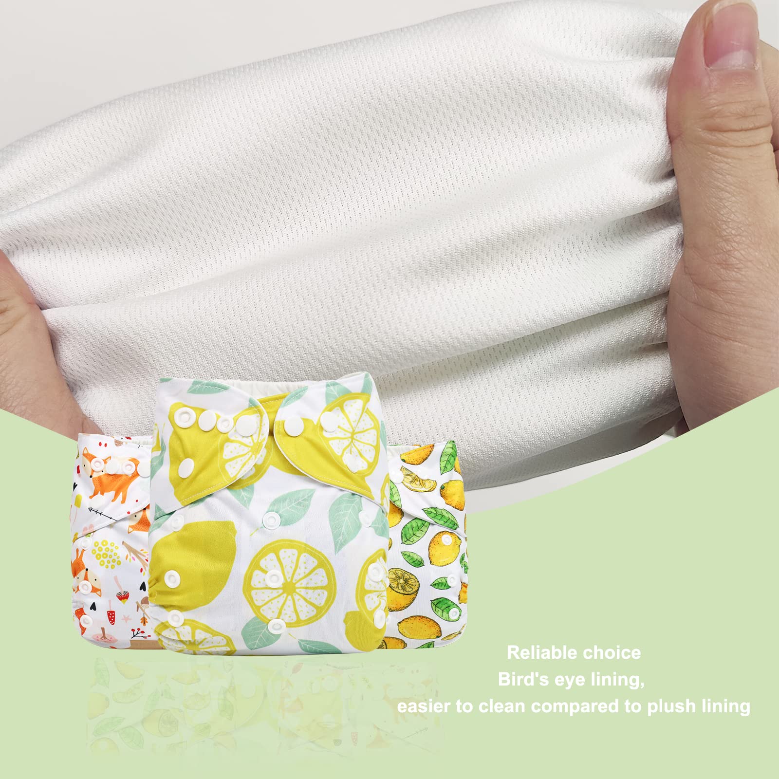 OOPIEZ Reusable Cloth Pocket Diapers for Babies Toddlers One Size Adjustable Washable Newborn Cloth Diaper Covers 6 Pack with 12 Microfiber Inserts for Baby Boy and Girl