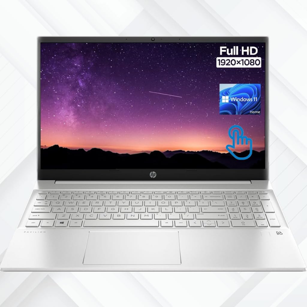 HP Pavilion Professional Laptop, 15.6" FHD Touchscreen, Intel Core i5-1235U, 64GB DDR4 RAM, 2TB PCIe M.2 SSD, Wi-Fi 6, Windows 11 Home, Fingerprint Reader, Backlit Keyboard, HDMI, Silver