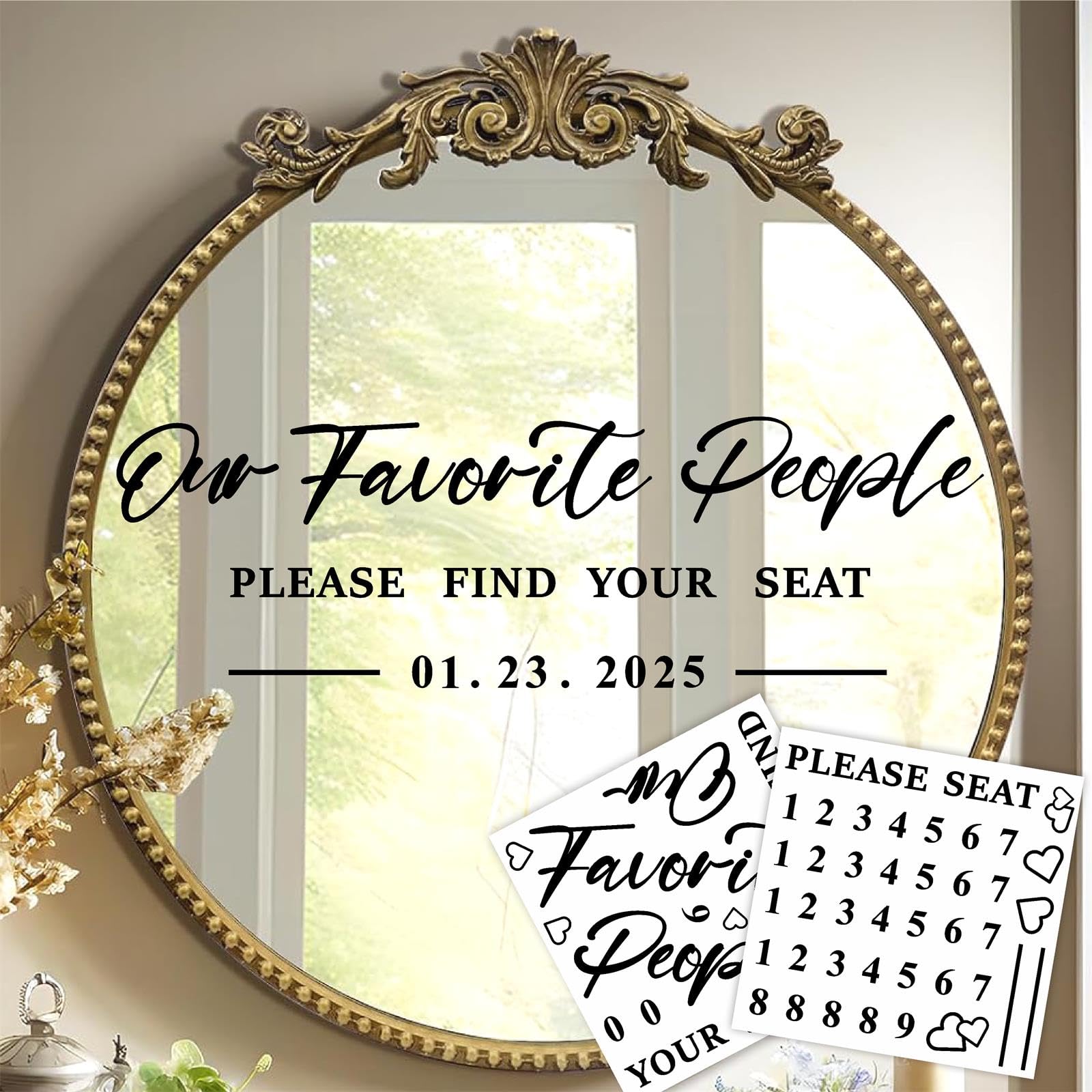 Wedding Seating Chart Decals Stickers Welcome Wedding Signs Decor for Party Entry Our Favorite People Find Your Seat Decals for Wedding Mirror Seating Chart Decals Date Personalized Mr and Mrs Signs