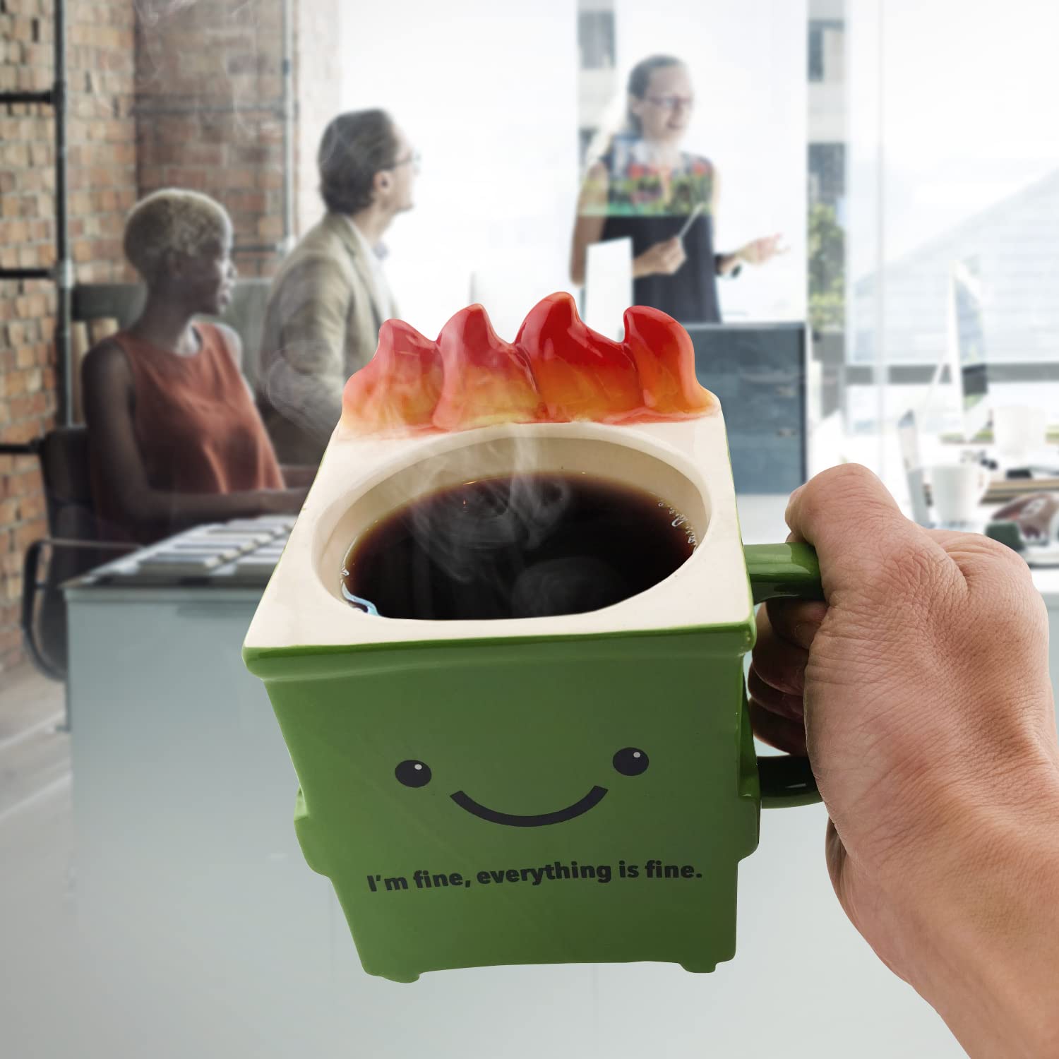Kwirkworks Mug Dumpster Fire Ceramic Novelty - 20oz Capacity, Fun Gift for Coffee and Tea Lovers Eye-Catching Design, Premium Quality Construction, Ideal Home Office Use (MGDUMP)