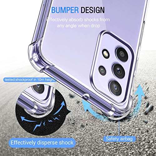 ivoler [4 in 1 Case for Samsung Galaxy A32 5G/M32 5G (Not fit A32 4G/M32 4G) with 3 Pack Tempered Glass Screen Protector, Clear Slim Soft TPU Silicone Protective Shockproof Phone Case 6.5 inch