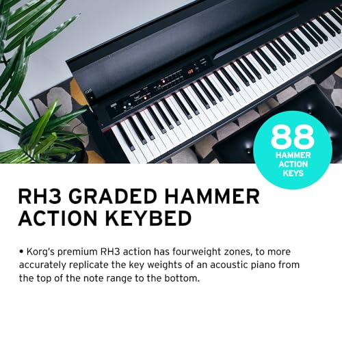 KORG, LP-380U Digital Home Piano with 88-Key Fully Weighted Keyboard, Built-in Speakers, Furniture Stand, and 3-Pedal Unit (LP-380-BK-U)