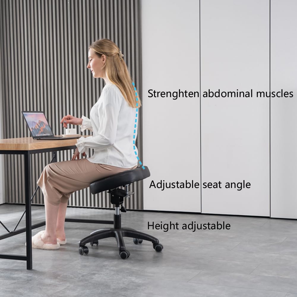 YEMOMSEAT Footrest Stool for Chair,Height and Angle Adjustable, Ottoman Stool for sitting, Kneeling chair with Angled Seat for Better Posture,Black