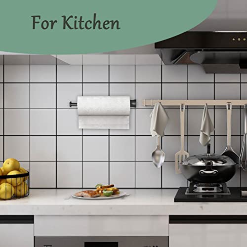LamChyar Paper Towel Holder, Single Hand Operable Paper Towel Holder Under Cabinet or Wall Mount(with Damping Effect), Self-Adhesive or Drilled for Kitchen, Bathroom