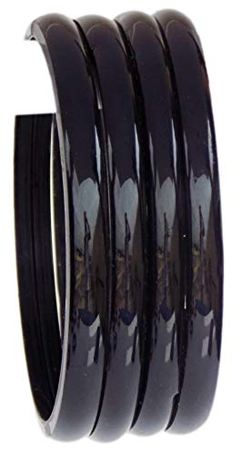 JD'Z COLLECTION Indian Jewelry Glass Bangles for Women Bollywood Plain Glass Bangles Set of 4p Traditional Costume Matching Bracelets Bangles For Women/Girls (Black 2.4)