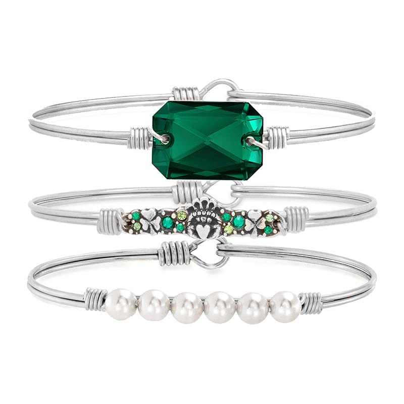 Luca + Danni Emerald Isle Stack (Set of 3) For Women - Silver Tone Regular Size Made in USA