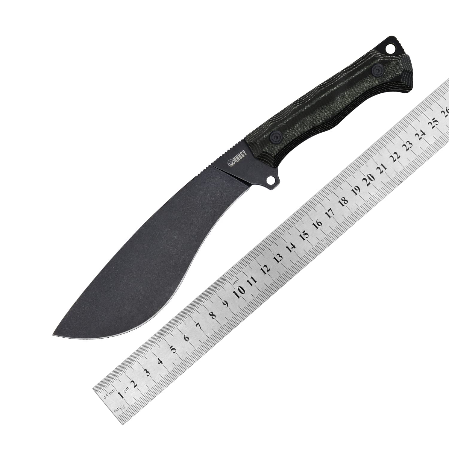 Kubey Machete KU241 Fixed Blade Outdoor Knife with G10 Handle Kurki Style Blade for Camping Hunting and Survival w/Black Kydex Sheath (Darkwashed)