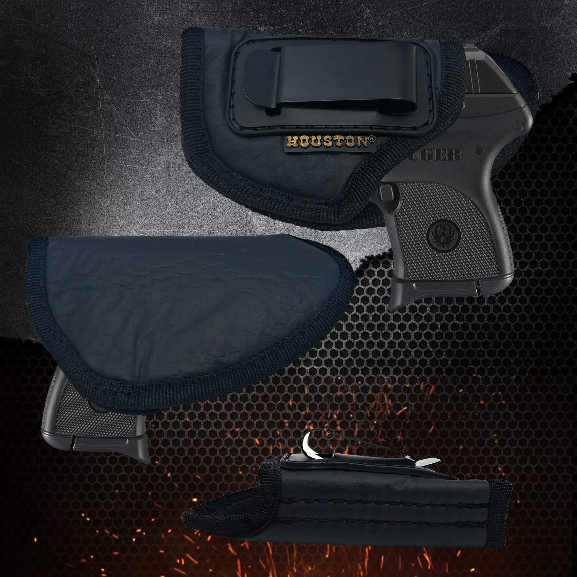 IWB Gun Holster by Houston - ECO Leather Concealed Carry Soft Material | Suede Interior for Maximum Protection | Fits: Most Small 380, Keltec, Ruger LCP, Diamond Back, Small 25 & 22 Cal (CHP-71A-LH)