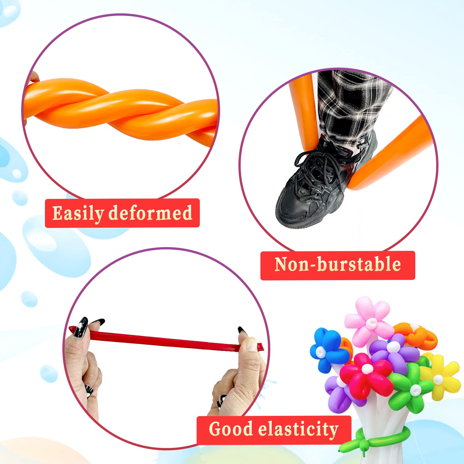 Long Balloons Premium 260 Twisting Balloons Animals Magic Balloons for Birthday Kids Wedding Party Supply 100pcs (Color)
