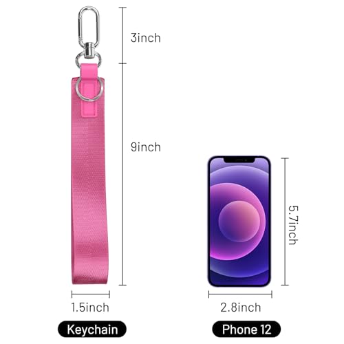 Mum's memory Wristlet Keychain for Women and Men,Key Chain Holder,Wrist Lanyard for Keys(Rose Red)