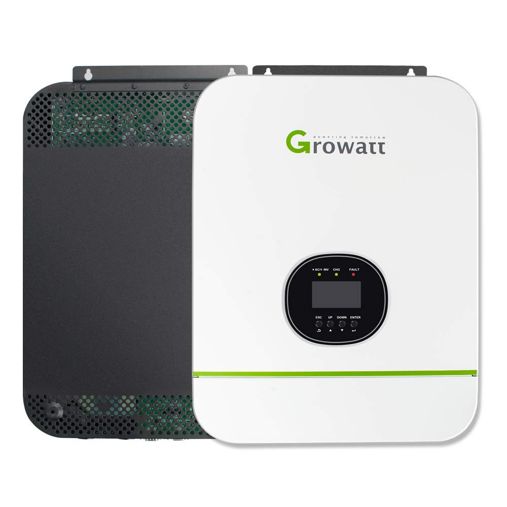 IXAER 24V 3000W Split Phase Solar Inverter Growatt 80A MPPT Solar Charge Controller 120V Supports Li Ion and Lead Acid (Ship from USA) (24V Inverter)