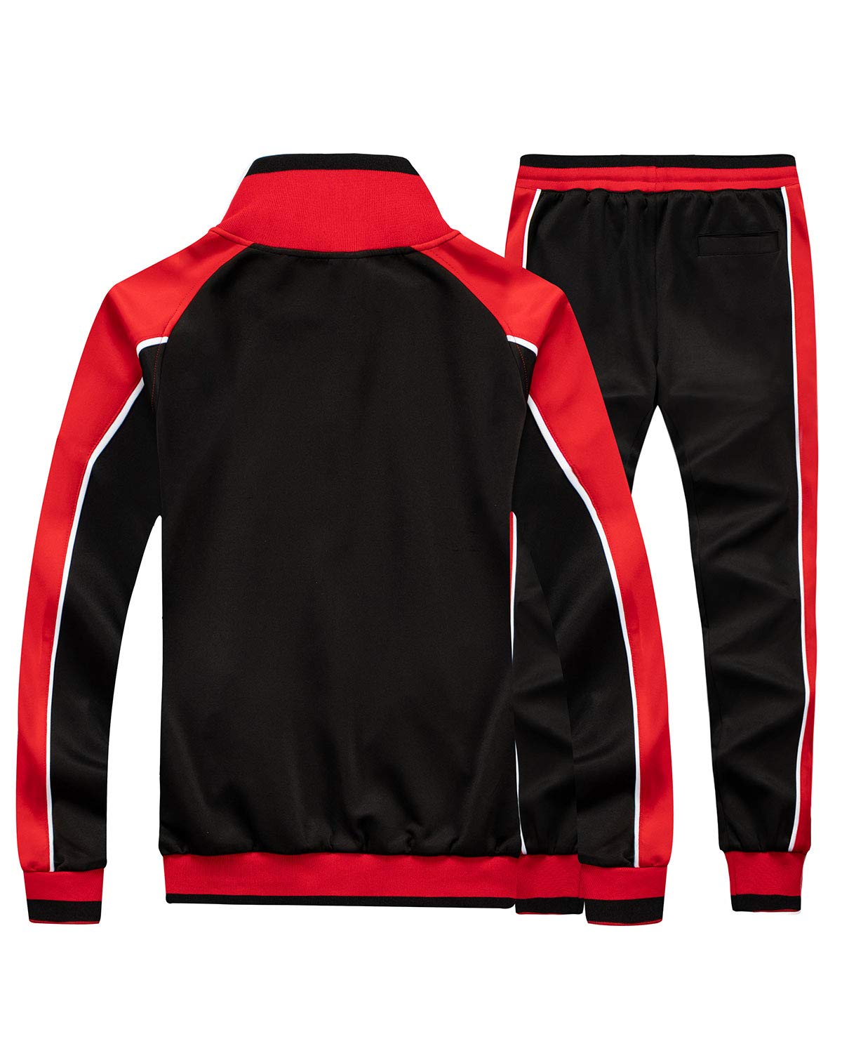 IXIMO Men's 2 Piece Tracksuit Full Zip Contrast Casual Sweatshirt & Jogger Sports Set Training Wear Black L