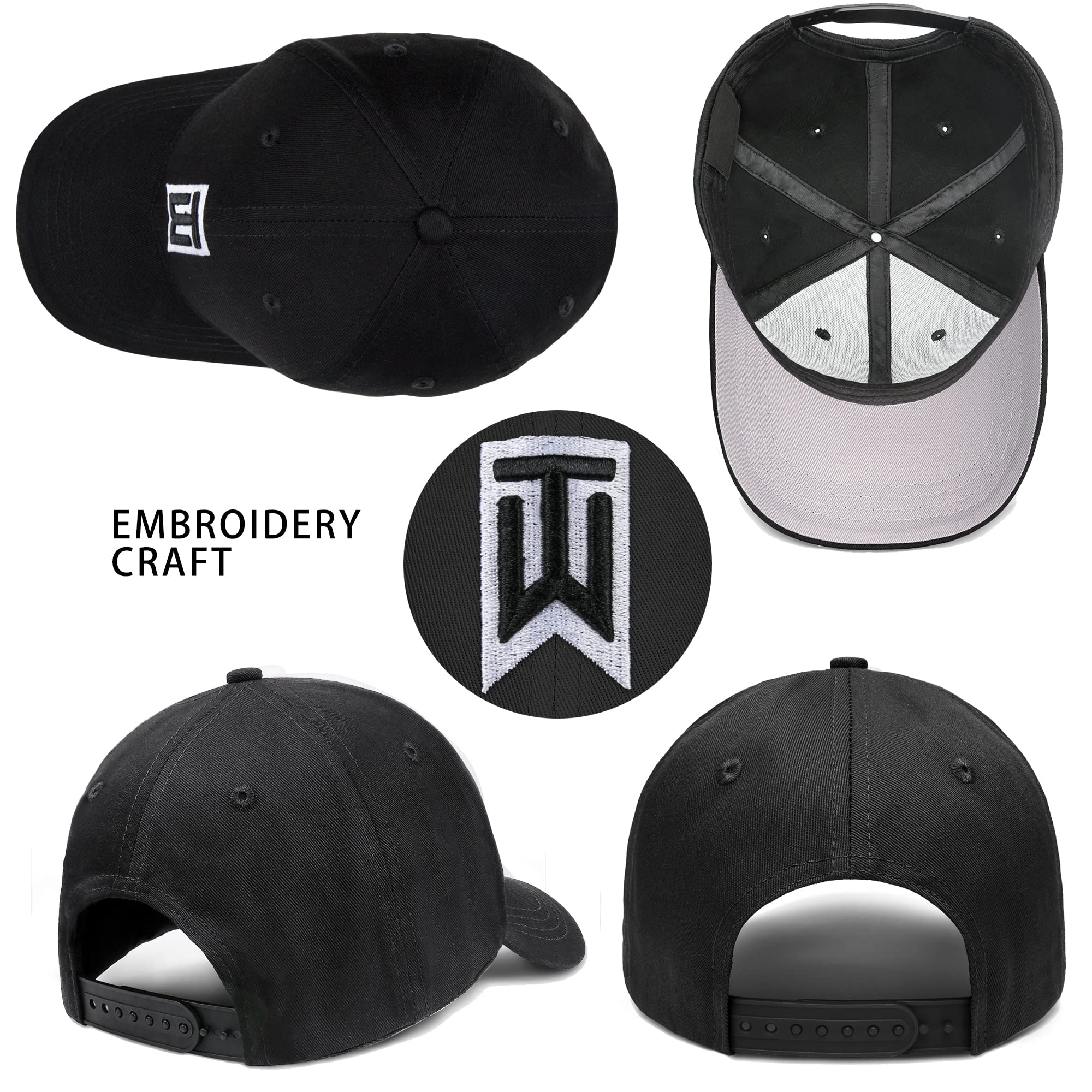 LHSCVJSEKL Classic Embroidered Logo Golf Hat Adjustable Baseball Cap Fans Baseball Hat for Men Women Black