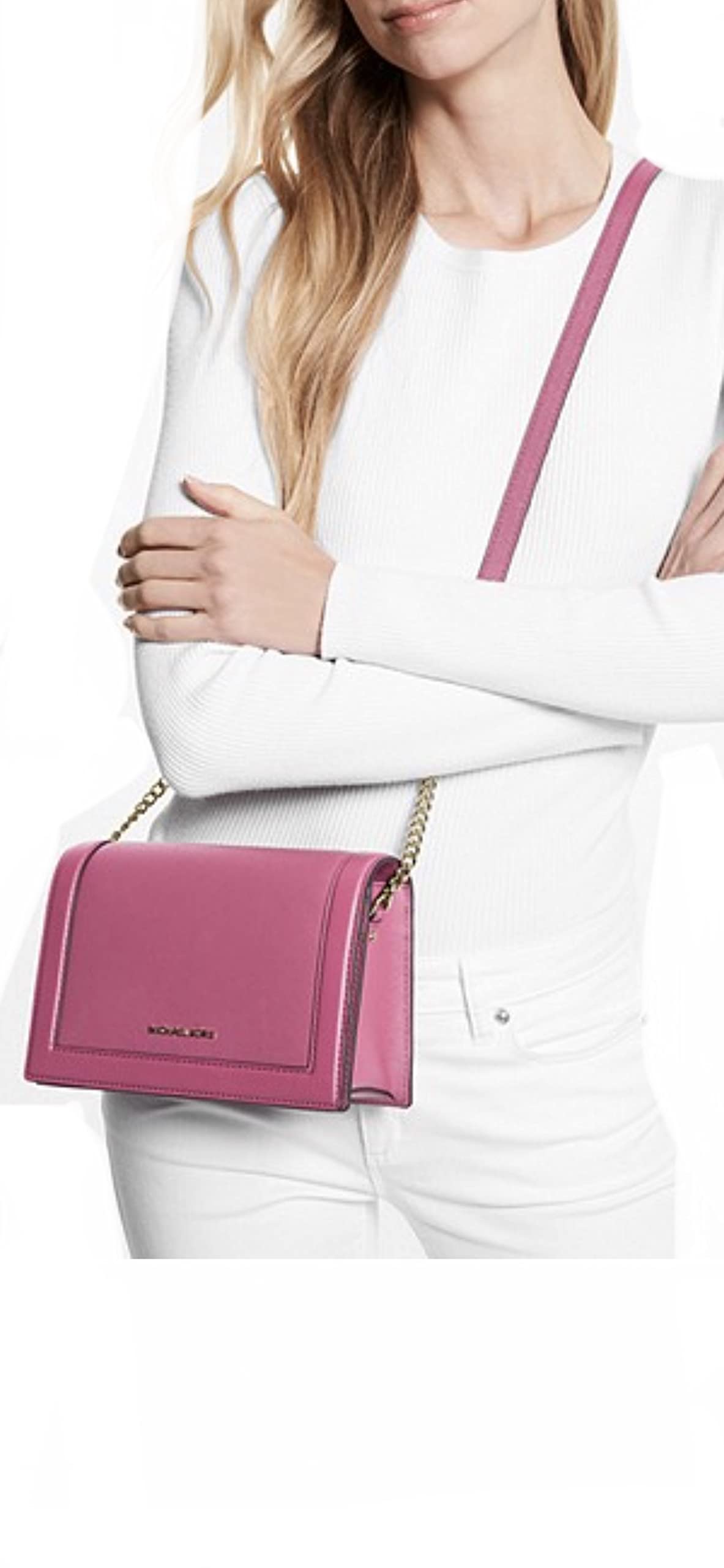 Michael Kors Jet Set Large Logo Crossbody (French pink)