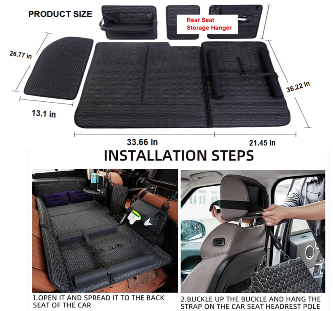 Non-Inflatable, Foldable Mattress for SUV Sleeping, Portable Seat Bed , Car Back Seat Extender for Dogs, Travel for Camping Truck, Black