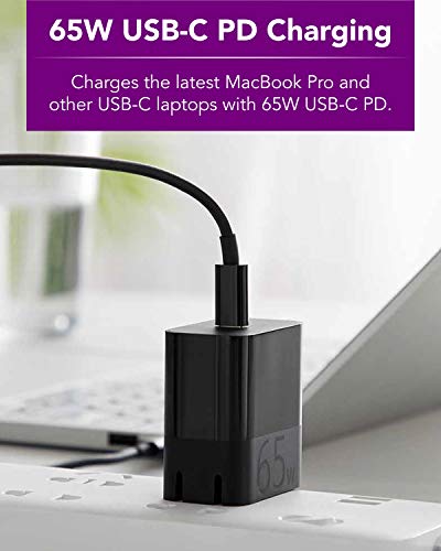 ZMI zPower Turbo 65W USB-C PD Laptop Charger Power Adapter Compatible with Laptops Chargeable via USB-C (Not Compatible with Legacy Models with Barrel Charging Ports) - Black