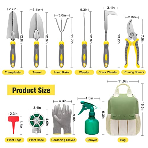 Premium Garden Tools Set,20Pcs Stainless Steel Gardening Tools Set with Storage Bag,Heavy Duty Outdoor Gardening Hand Tools Kit with Tote,Ideal Gardening Gifts for Men&Women