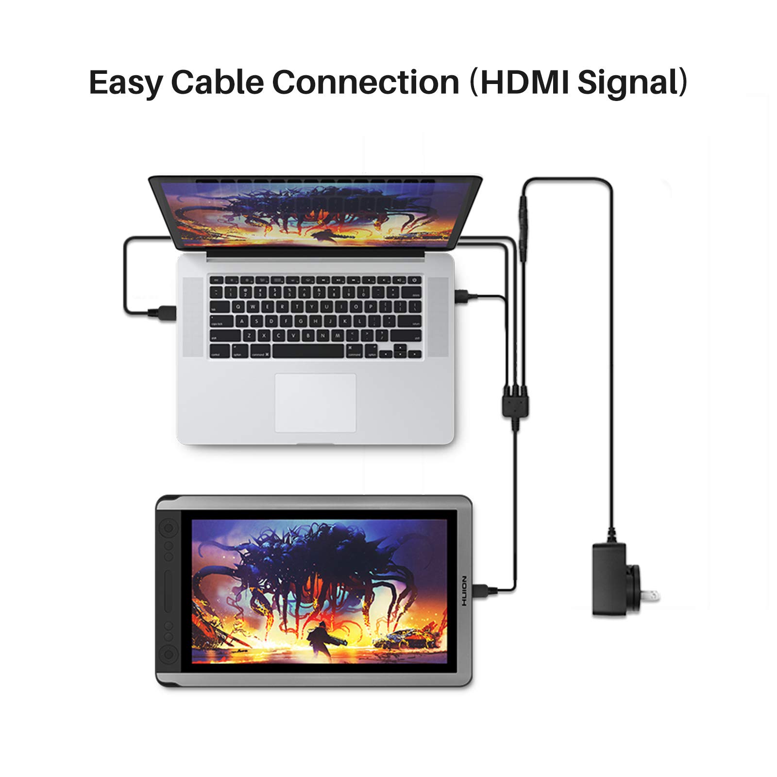 HUION KAMVAS 16 Digital Drawing Tablet with Screen Graphics Pen Display with Battery-Free Stylus Tilt 14 Press Keys Touch Bar Adjustable Stand for Art Animation Beginner-15.6 inch
