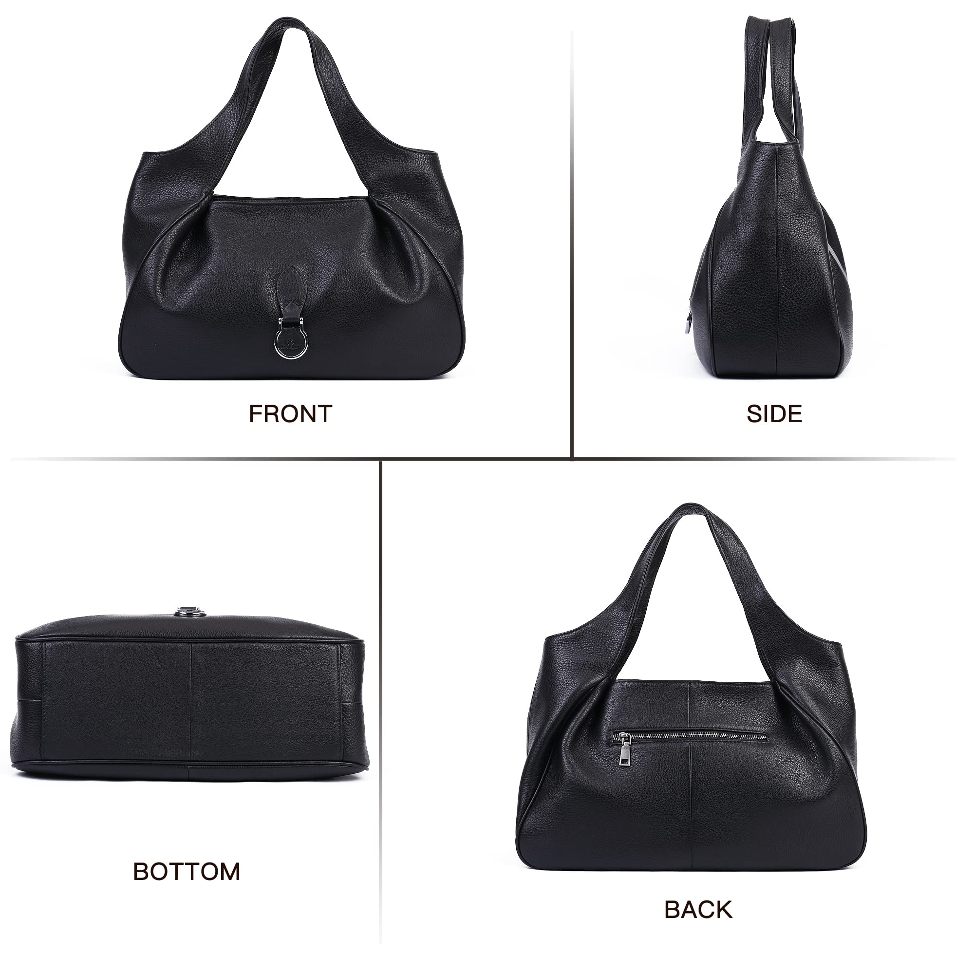 Large Genuine Leather Purses and Handbags for Women, Organized Hobo Bag Top Handle Satchel Soft Retro Shoulder Bag