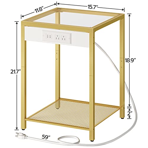 HOOBRO Side Table with Charging Station and Under Bed Storage Bundle, End Table with USB Ports and Outlets, Modern Metal Frame, for Bedroom, Living Room, GD76UBZ01-BK01BS01