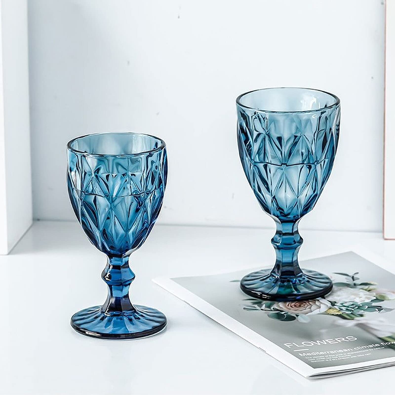 Kawlity 6pcs Glass Goblet Vintage Retro Glass Goblet Stemware Wine Goblet Wine Cup Glassware for Beverage Wine