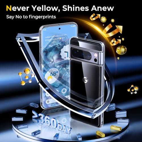 Humixx for Google Pixel 8 Pro Case Clear [Non-Yellowing] [14FT Military Grade Drop Protection] Protective Shockproof Bumper Slim Fit Transparent for Pixel 8 Pro Phone Case 6.7'' - Diamond Clear