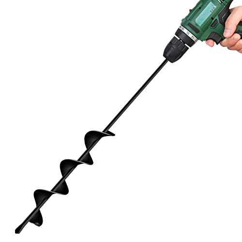 LONGRUN Auger Drill Bit for Planting, Garden Spiral Hole Drill for 3/8β Hex Drive Augers, Solid Shaft Hole Digger Easy Rapid Planter for Planting Trees, Bulbs, Seedlings-2.4"x22.84"