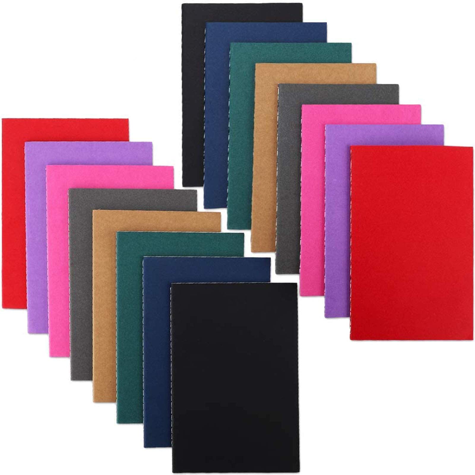 Jekkis 16 Pack Journals Notebooks Bulk, A5 Size Lined Travel Journal Notebook Set, Soft Cover Kraft Notepads for Kids Office School Supplies, 5.5 x 8.3 Inches, 30 Sheets/60 Pages