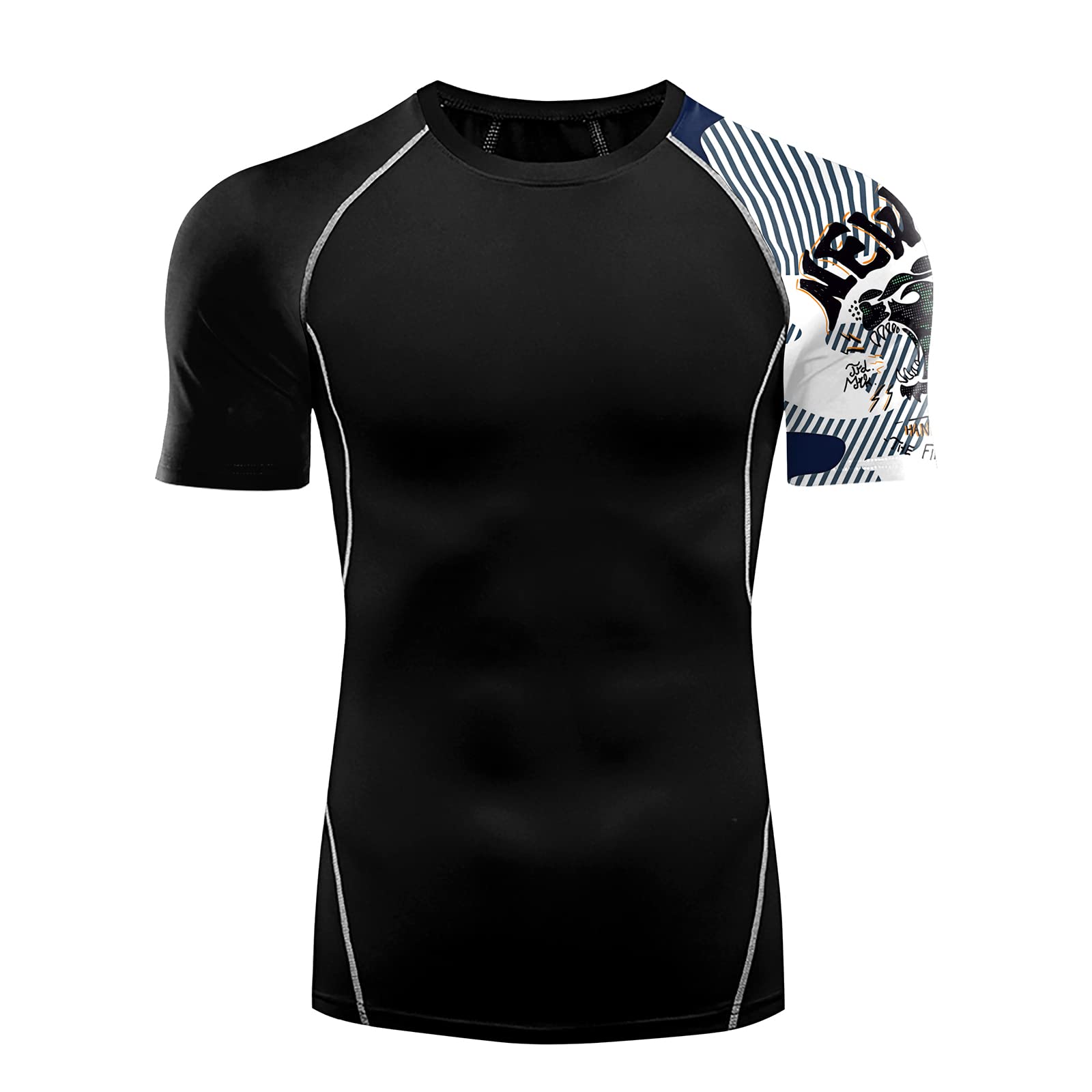 Men's Rash Guard Shirts Sun Protection UPF 50+ Short Sleeve BJJ Jiu Jitsu Workout Swim Compression Shirt