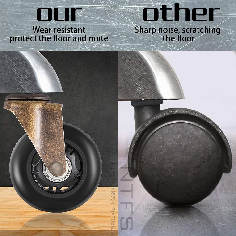 LPHY Office Chair Wheels (Set of 5) - 3'' Smooth Rolling Heavy Duty Casters - Safe for All Floors Including Hardwood - Universal Stem 7/16 Inch