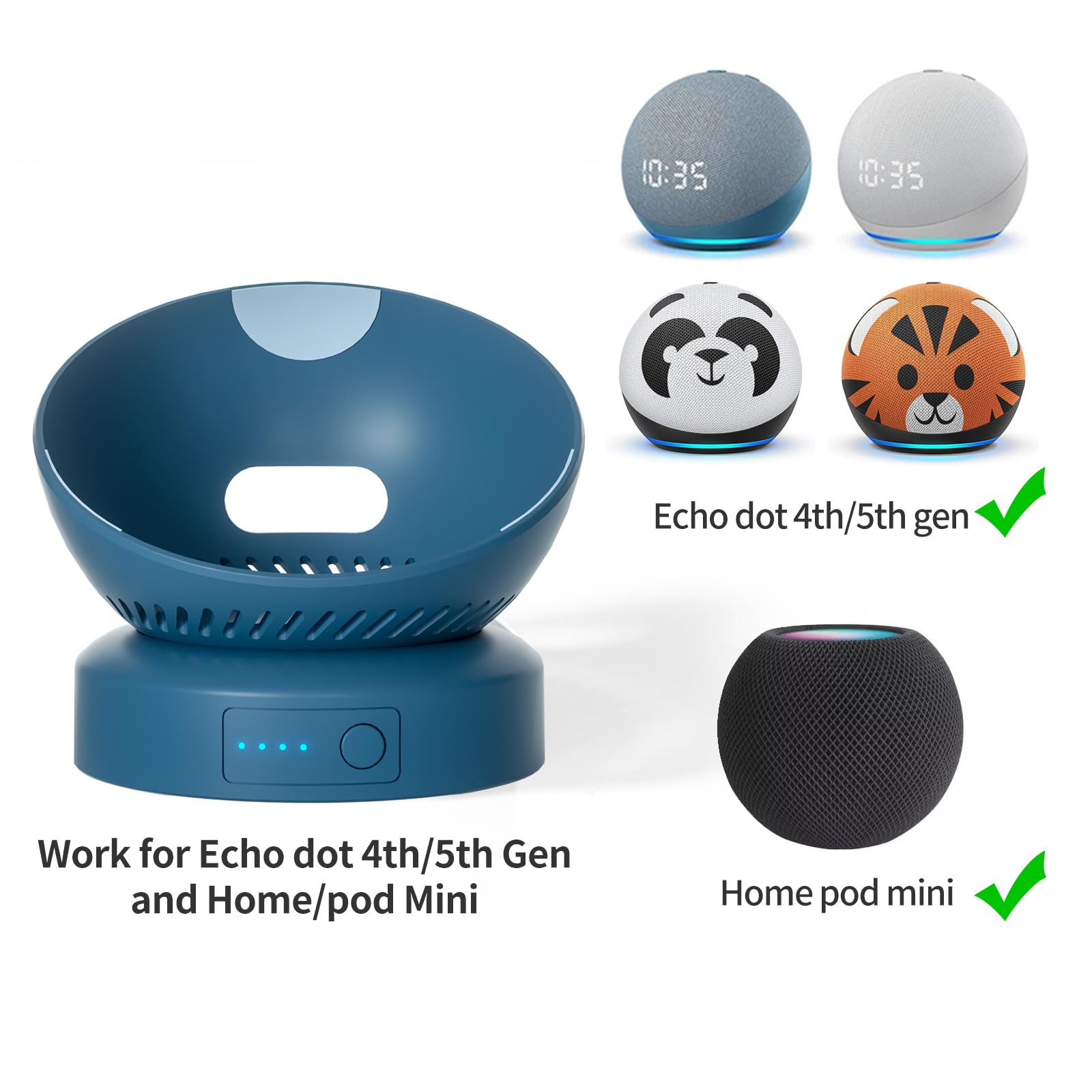Liboer Battery Base for EchoDot 4th Generation Make Dot 4 Portable Dot 4th and Homepop Mini 2 Stand Accessories (The Speaker Not Included) …
