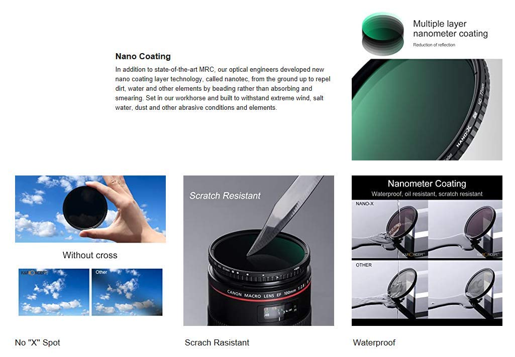 K&F Concept 72mm ND8 to ND128 Variable Neutral Density Filter Slim Fader ND Filter 3 Stop to 7 Stop ND8-ND128 for Camera Lens NO X Spot Nanotec Ultra-Slim Weather-Sealed