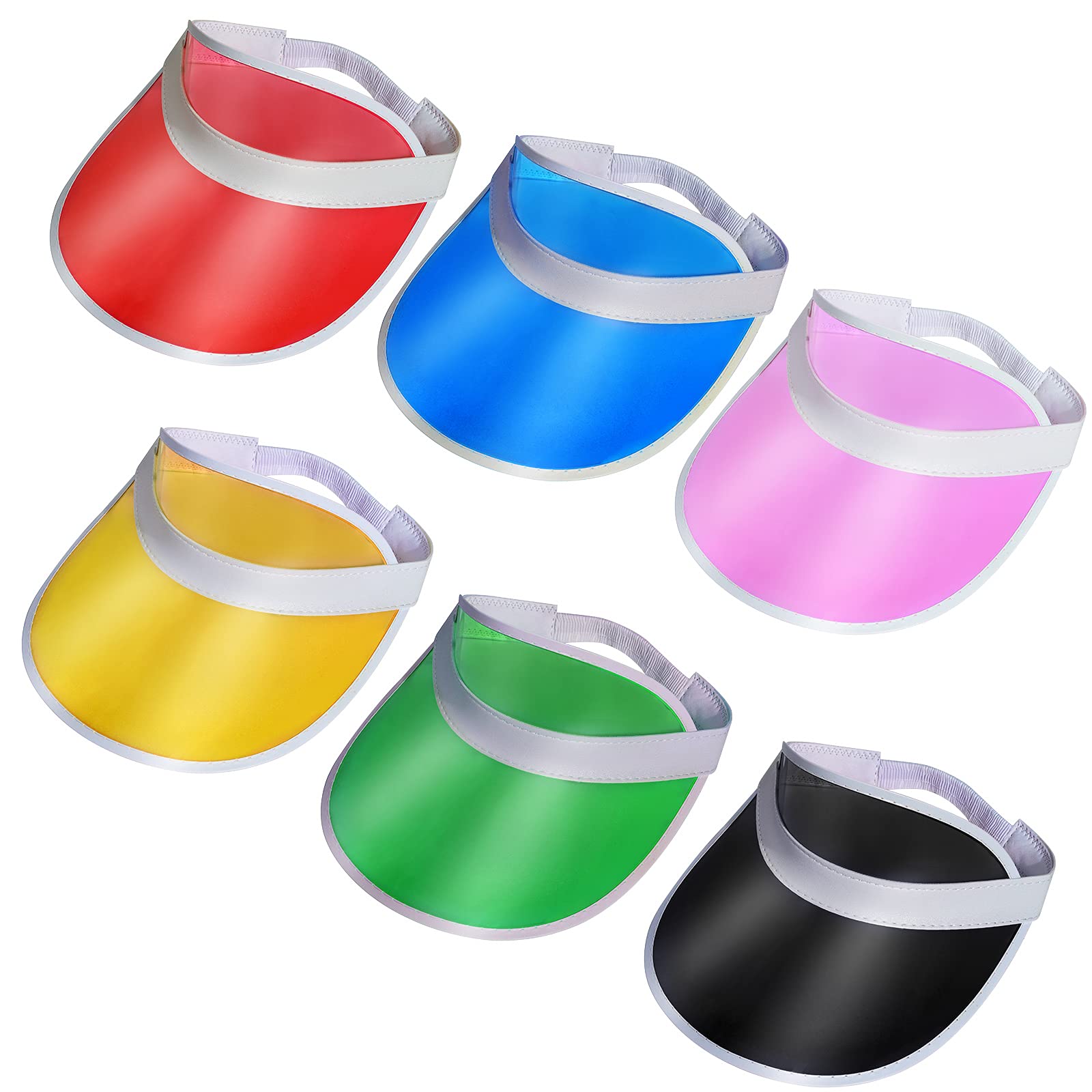 Jmkcoz 6 Pack Sun Visor Hats UV Protection Caps Plastic Clear Sunhat for Women Men Beach Tennis Golf Outdoor Sports Activity