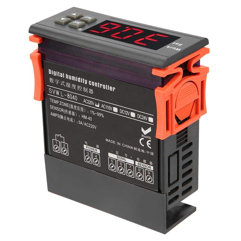 Humidity Controller, 220V Digital Air Humidity Control Controller WH8040 Range 1%-99%RH HM-40 Type Sensor