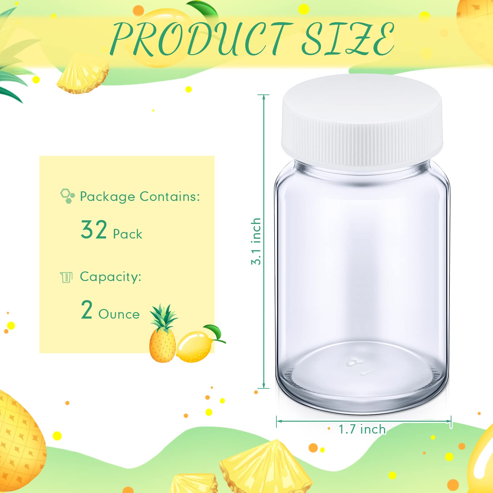 Hoolerry 32 Pcs Juice Shot Bottles 2 oz Juicing Bottles with Caps Reusable Mini Glass Jars with Lids Small Juicing Containers for Juicing Ginger Beverage Storage