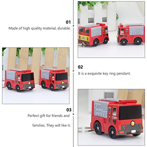 KESYOO 1 Set 2 Pcs Fire Truck Keychain Fire Engine LED Keyring Handbag Hanging Keychain for Kids Fireman Birthday Party Favor (Red)