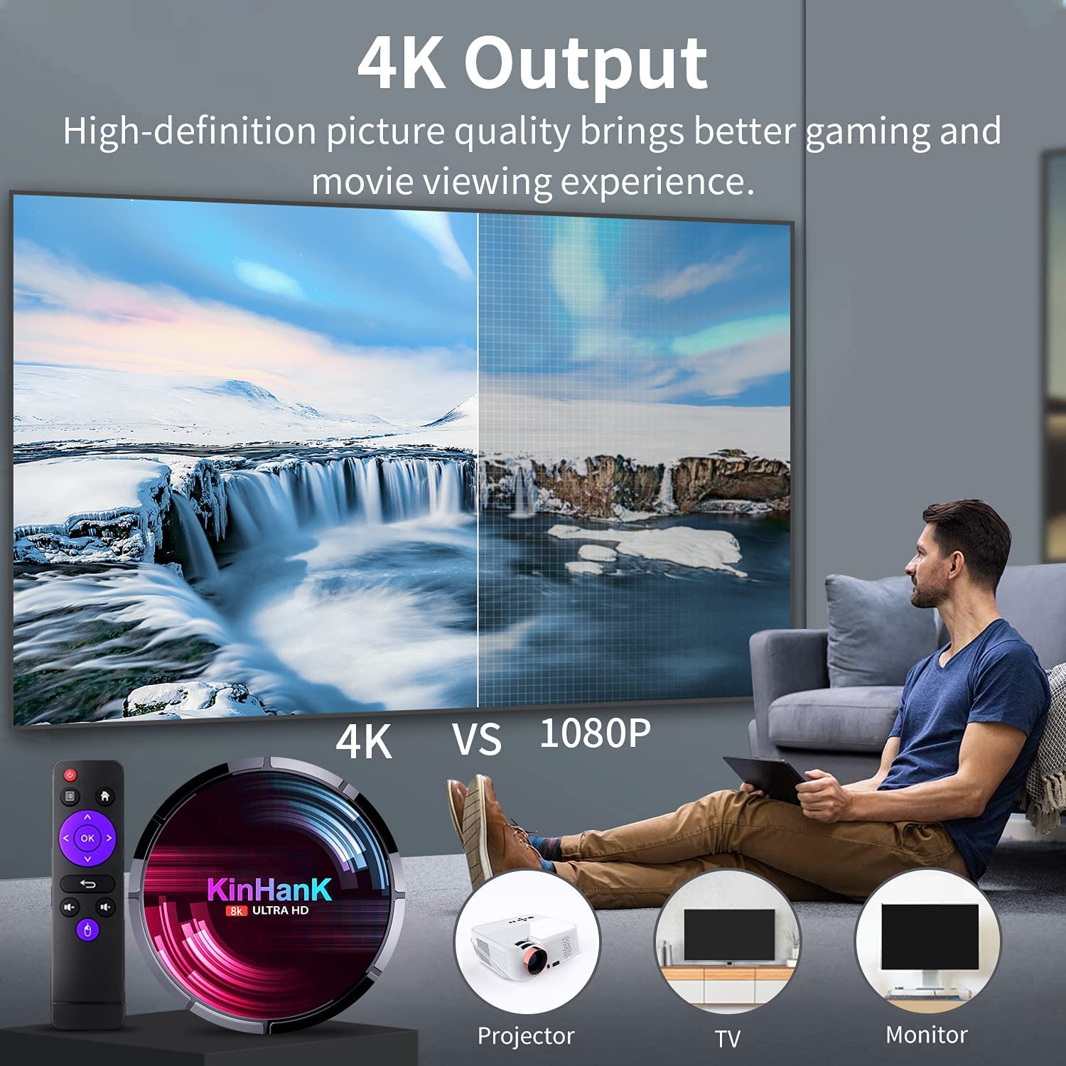 Kinhank Retro Video Game Console Built in 64000+ Games,Super Console X Max Emulator Console,S905X3 Chip,EmuELEC 4.3/Android 9/CoreELEC,4K Output,2.4G+5G WiFi,BT 4.0,Gigabit Ethernet,Compatible with Most Emulators