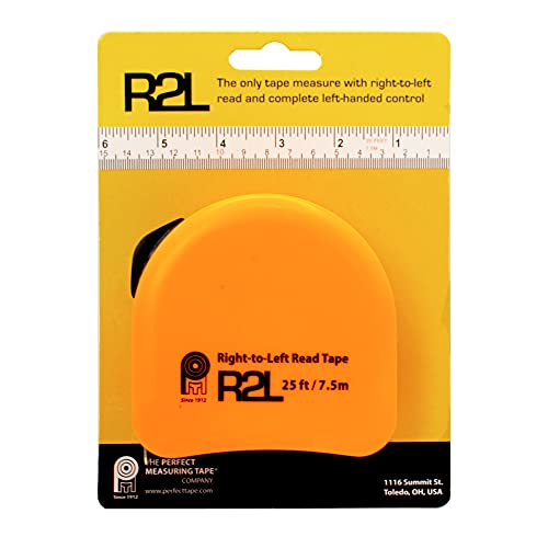 PERFECT MEASURING TAPE Left Handed Tape Measure with Right-to-Left Read - Measurement Reading Made Easy - Steel Hi-Visibility Orange Tape Measure 25ft/7.5m (Model RL-02)