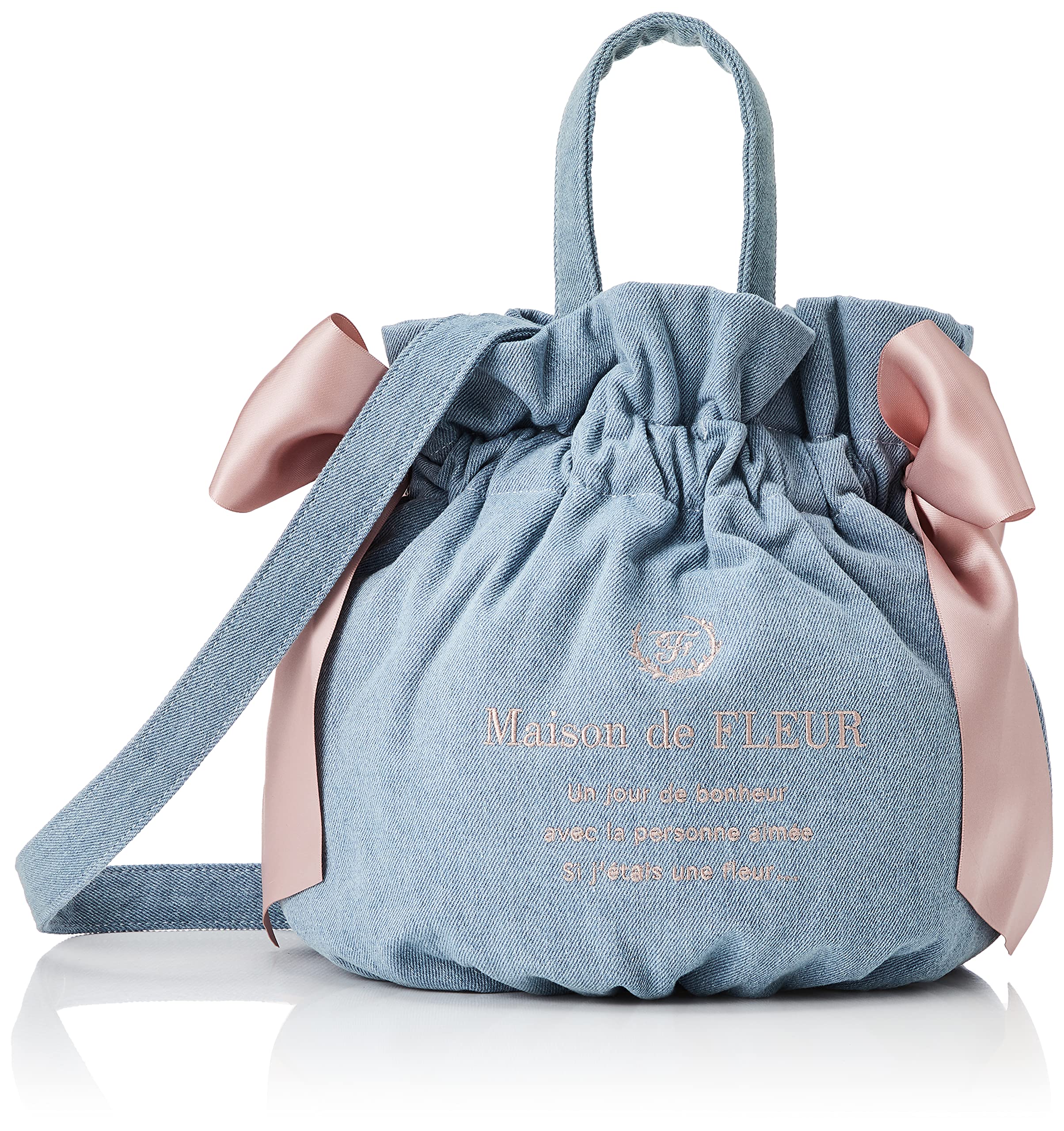 Maison de Fleur 8A12F0J1400 Women's Denim Gathered 2-Way Tote Bag, Light Indigo