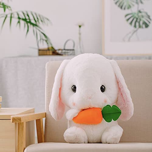 PERUKOYO Easter Plush Easter Bunny Plush Toys Cute Animal Bunny Stuffed Doll Toy Easter Basket Stuffers Gift for Kids Easter Decoration (Pink+White 8.6")