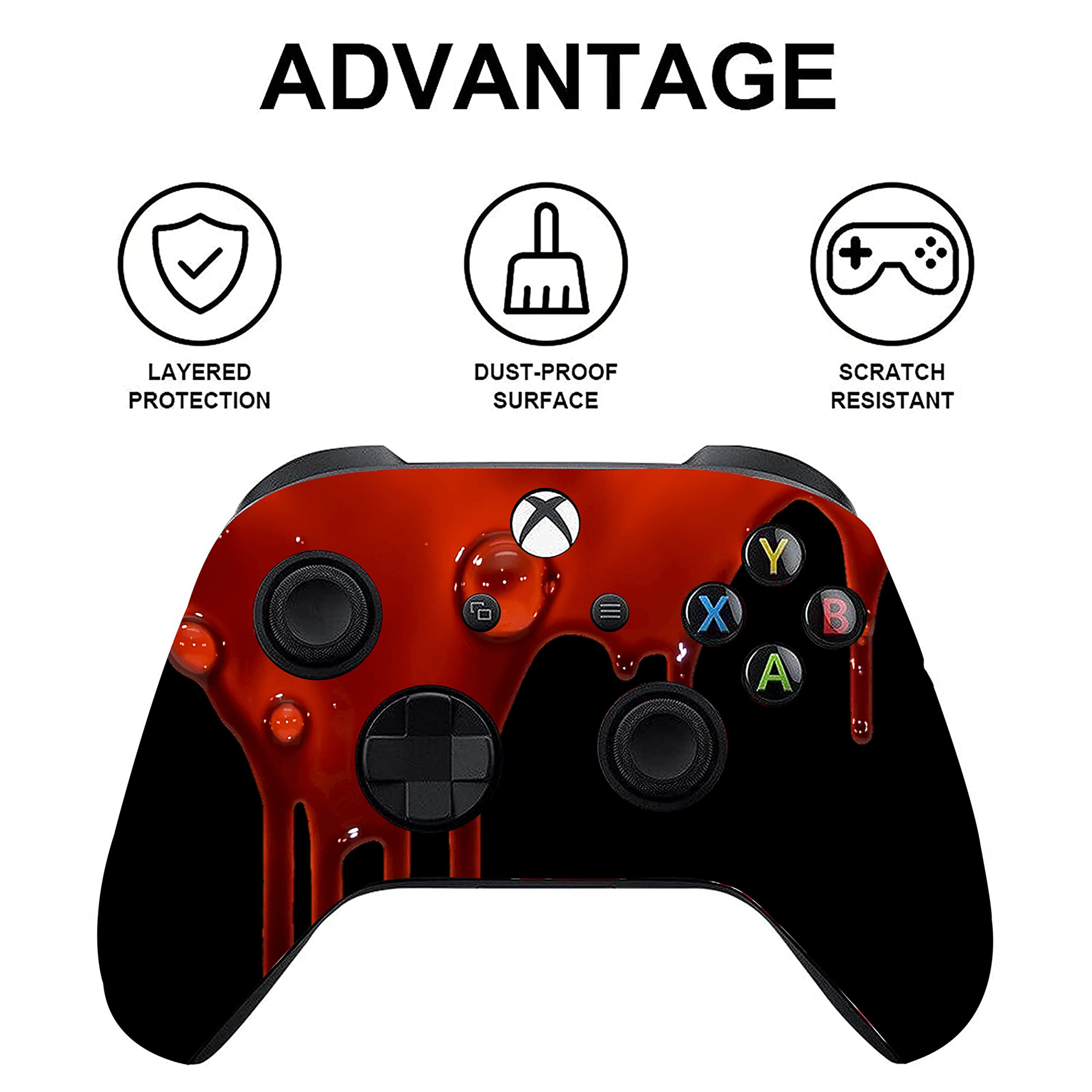 MODUCQY X-Box Series X Skin Set,Blood Splatter Protector Wrap Cover Protective Faceplate Full Set Compatible with X-Box Series X Console and Controller Skins