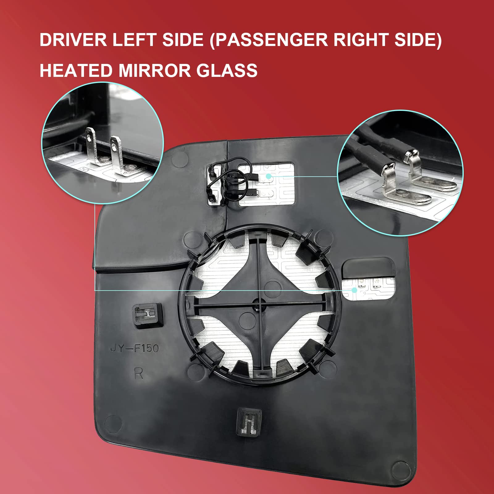 Passenger Side Heated Mirror Glass, Compatible with Ford F-150 2015 2016 2017 2018 2019 2020 Side View Convex Mirror Glass, Replace FL3Z17K707L