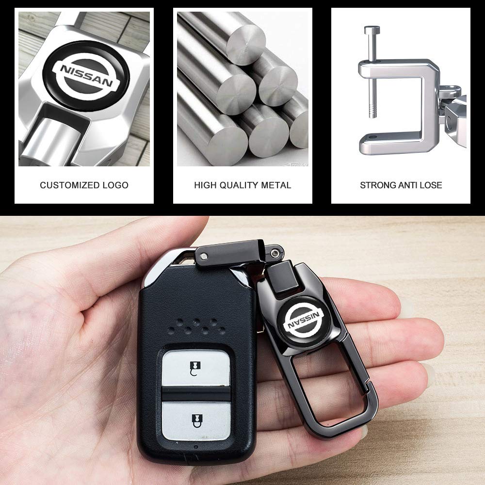 Metal Car Key Chain Key Ring for Car Key Fob,Car Keyring Keychain Replacement Work with this Qashqai Versa Sentra Altima Rogue Murano Frontier Pathfinder Titan,Car Key Fob Accessory Men Women,Black