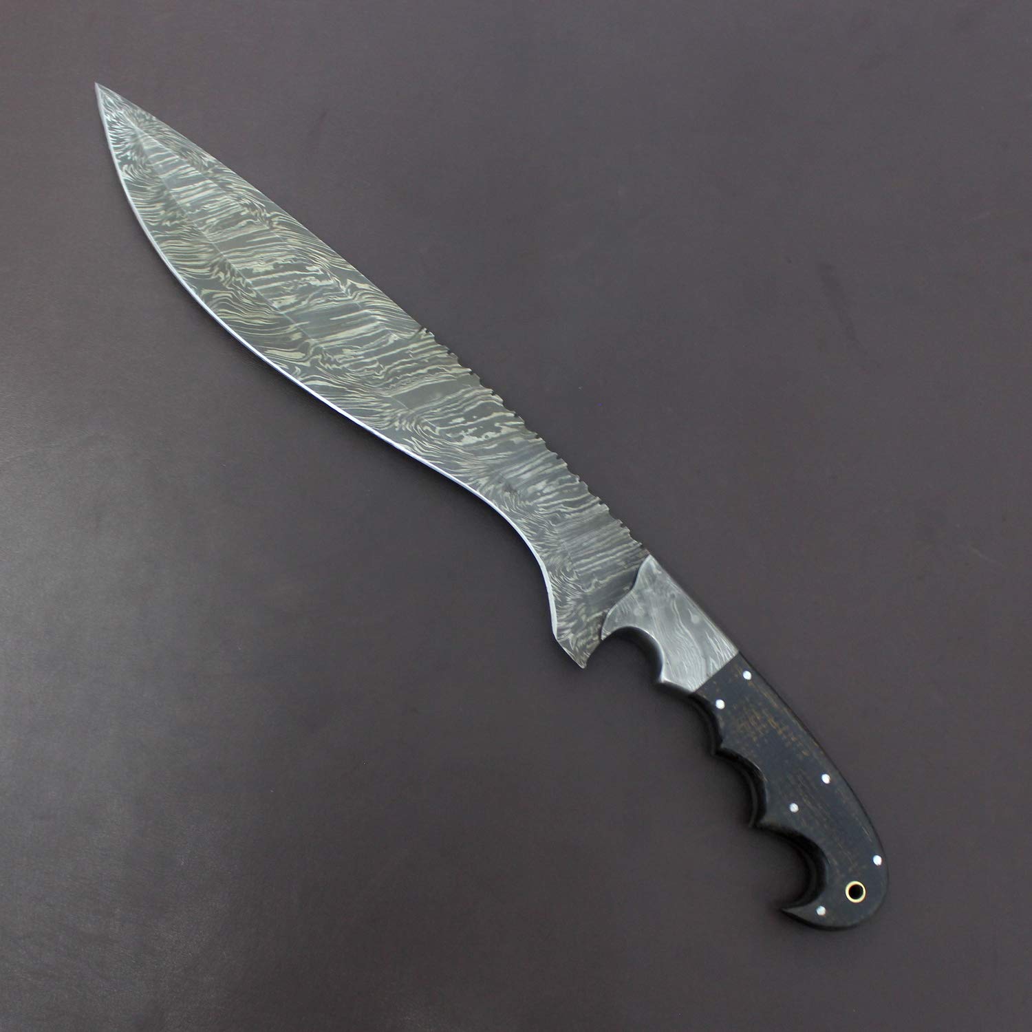 JNR Traders Damascus Steel Full Tang Fixed Blade Hunting Knife with leather Sheath - 6082