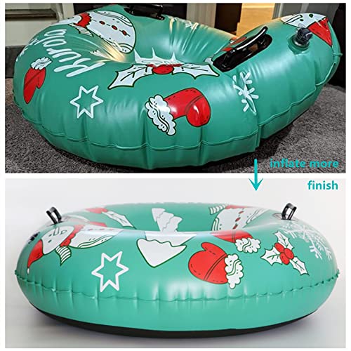 Kurala Inflatable Snow Tube Heavy Duty Snow Sled, 47 Inches Super Big Inflatable Snow Sledding with Handles Thickening Material, Green
